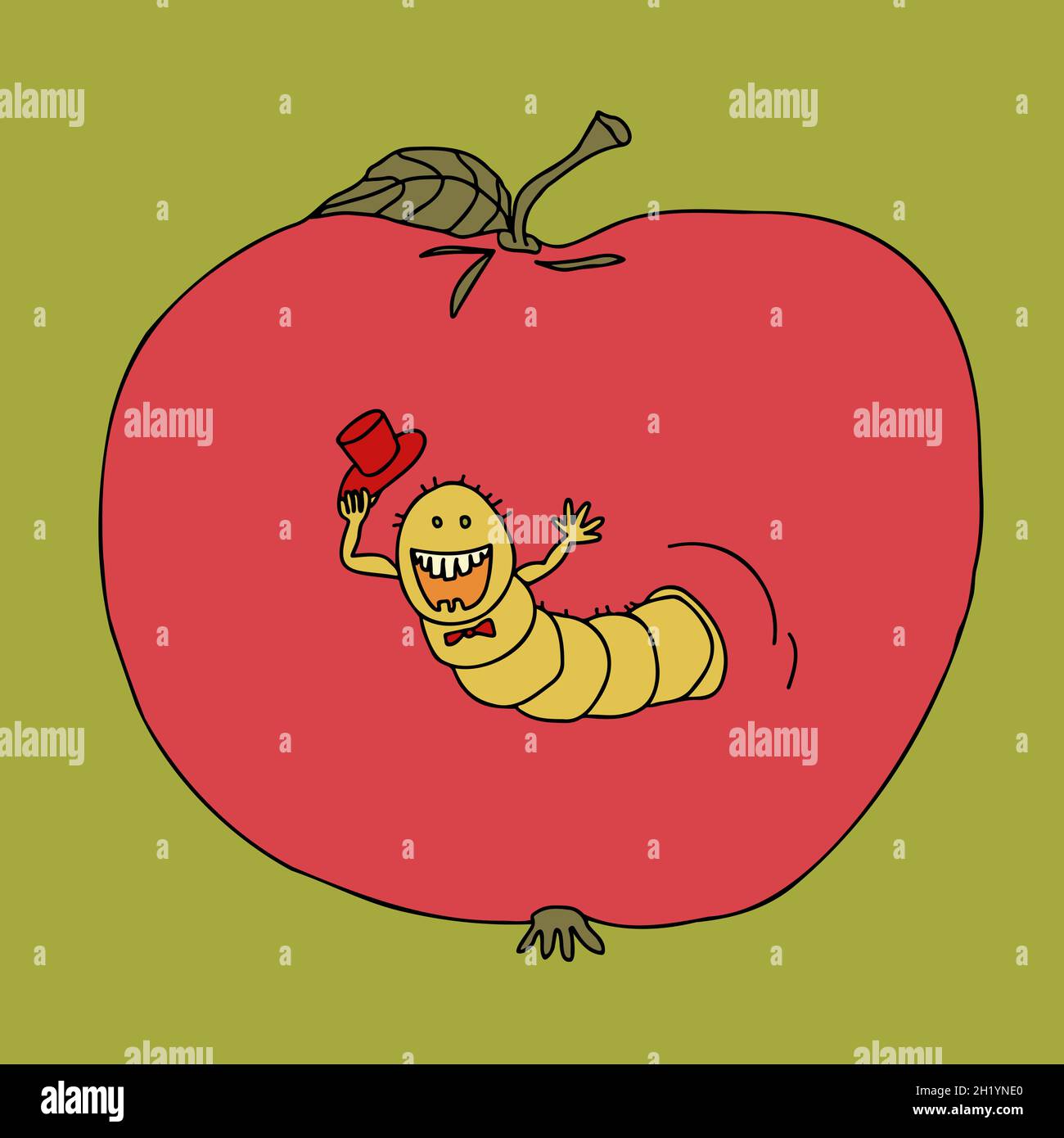 Worm in the apple. Proverb, metaphoric idiom Stock Vector Image & Art ...