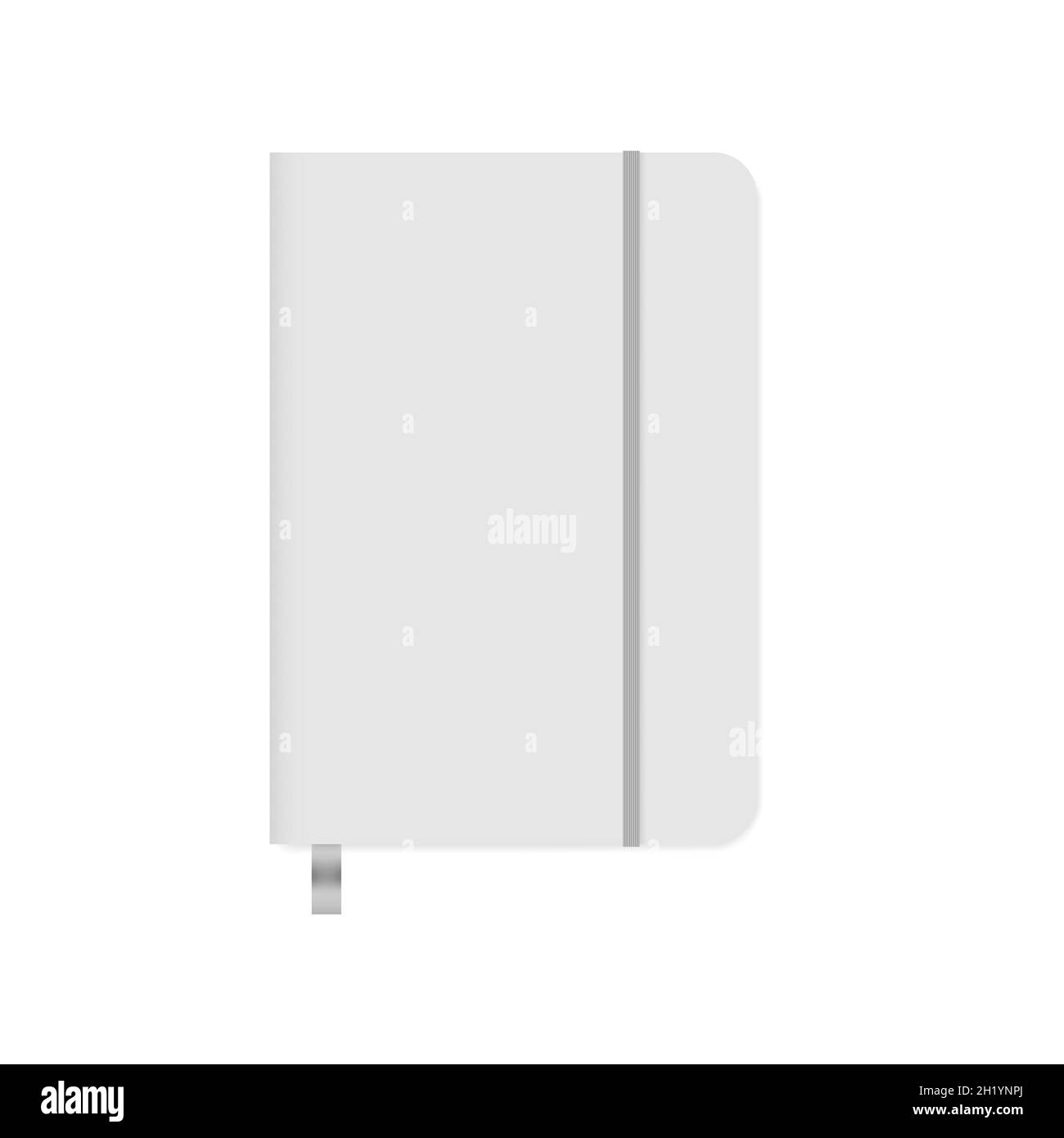 Closed note book with ribbon bookmark and elastic closure strap. Gray ... Closed note book with ribbon bookmark and elastic closure strap. Gray ...