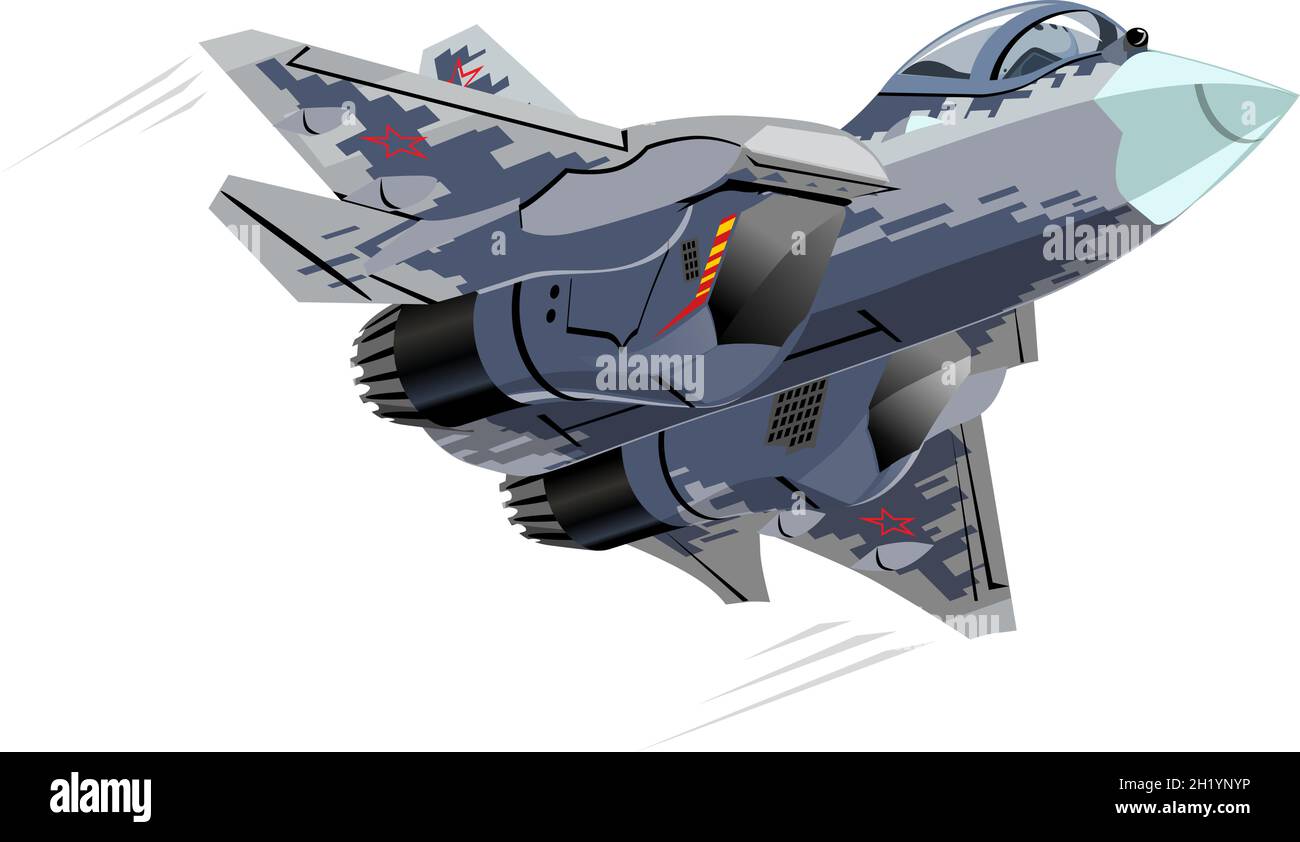 Vector Cartoon Military Stealth Jet Fighter Plane. Available EPS-10 ...