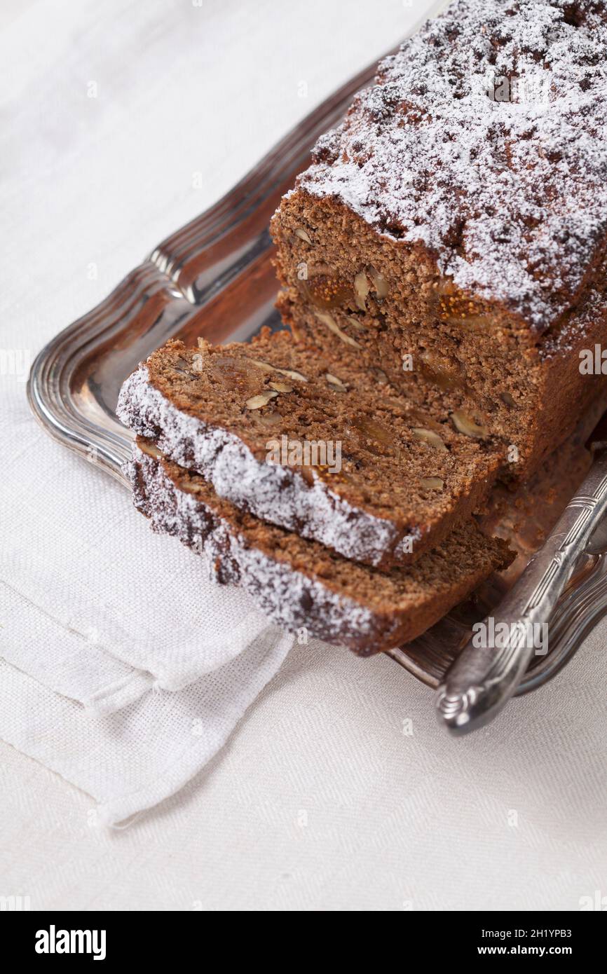 Fig and walnut bread with apple and beetroot syrup Stock Photo - Alamy
