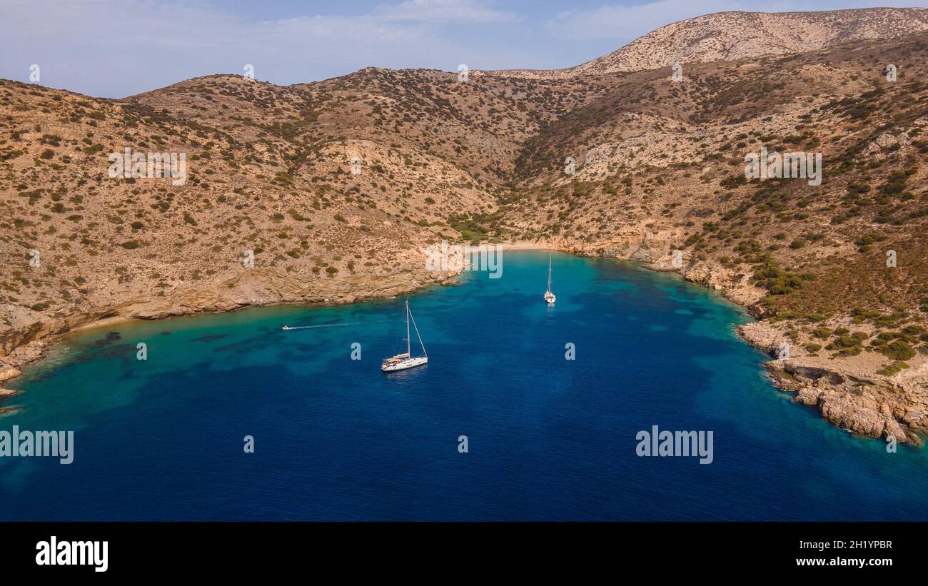 Alimia beach at the southwest end of Iraklia island in Greece Stock ...