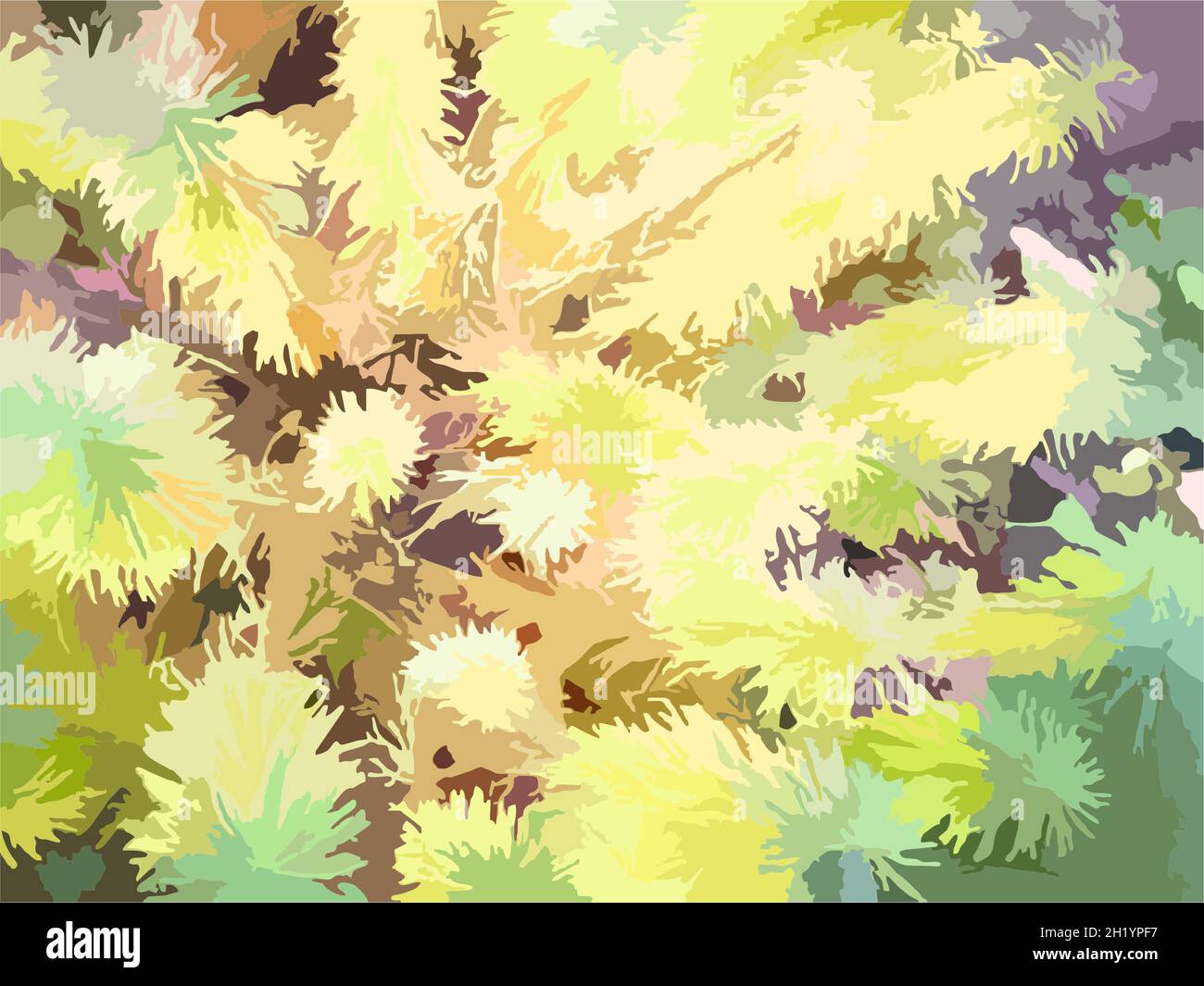Beautiful yellow-green plant motif for textiles or wallpaper. Grunge ...