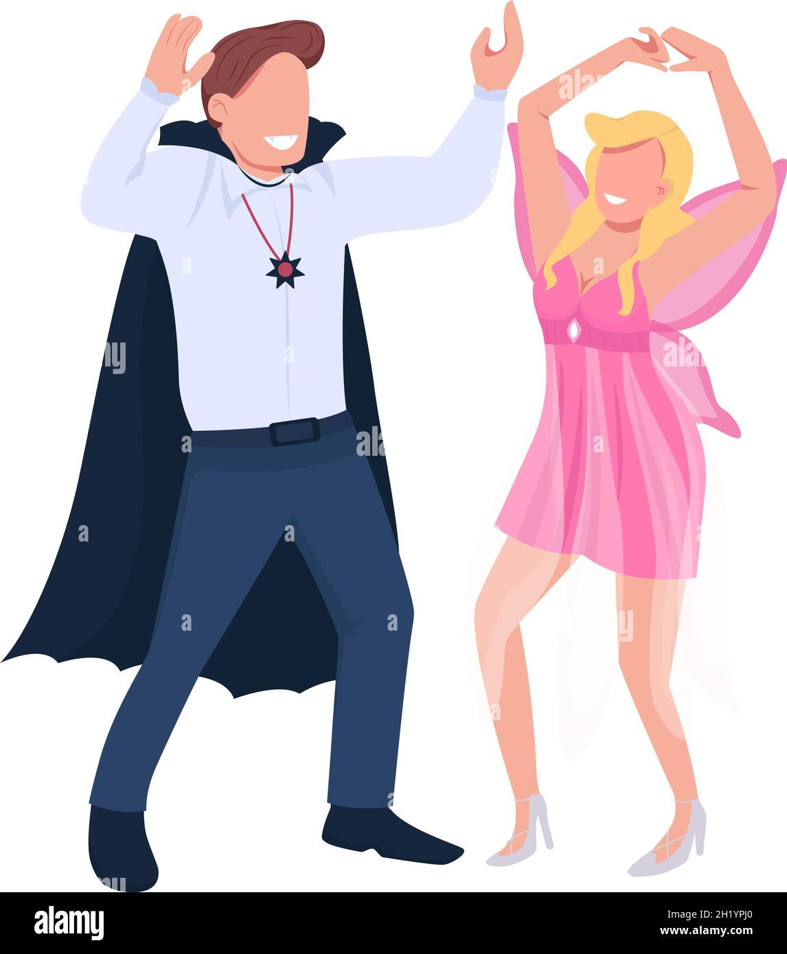 Couple in costumes dancing semi flat color vector characters Stock ...
