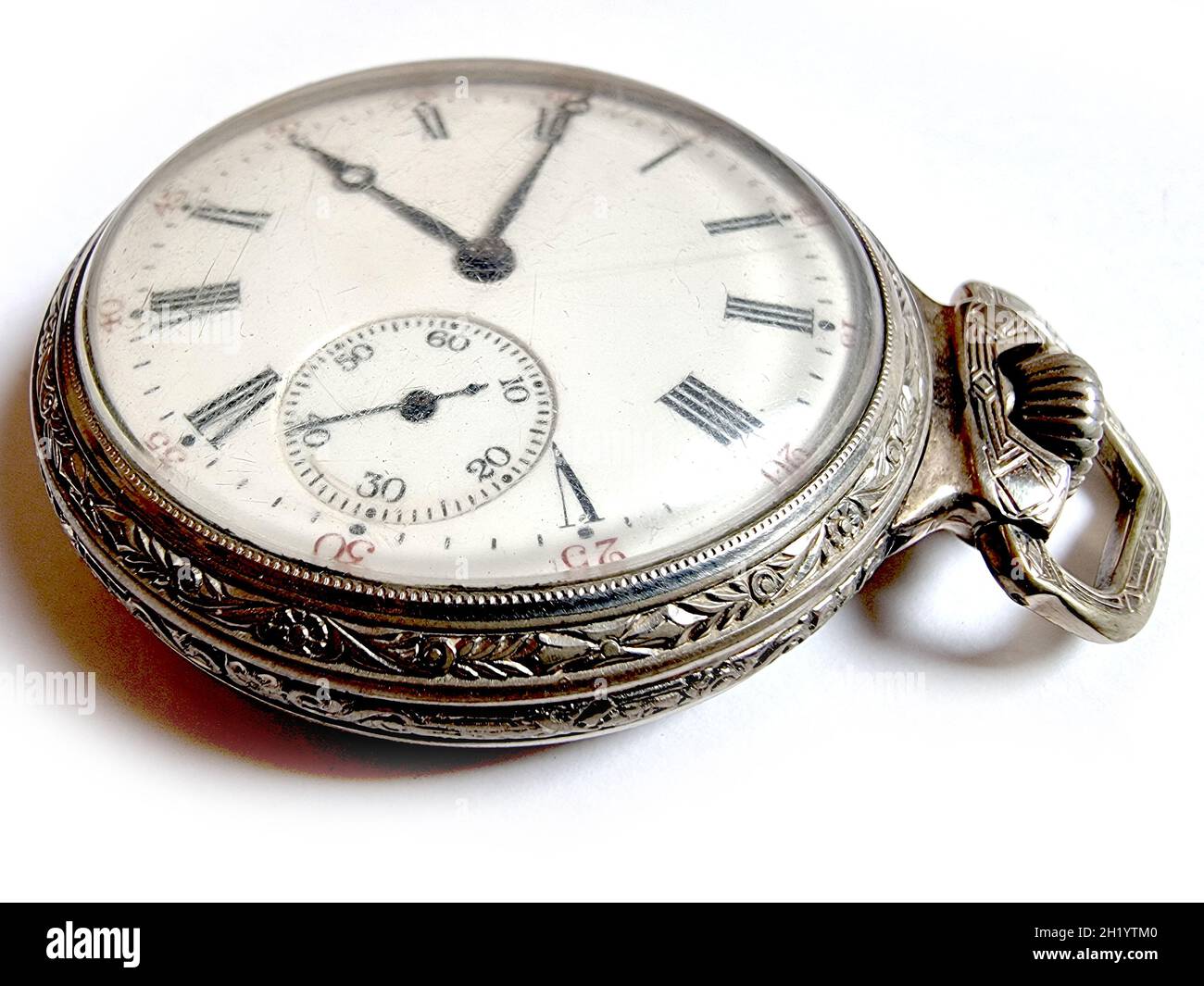 Vintage railroad grade old pocket watch on white background Stock Photo ...