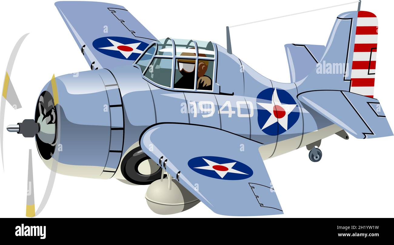 Vector Cartoon Retro Fighter Plane. Available EPS-10 vector format ...
