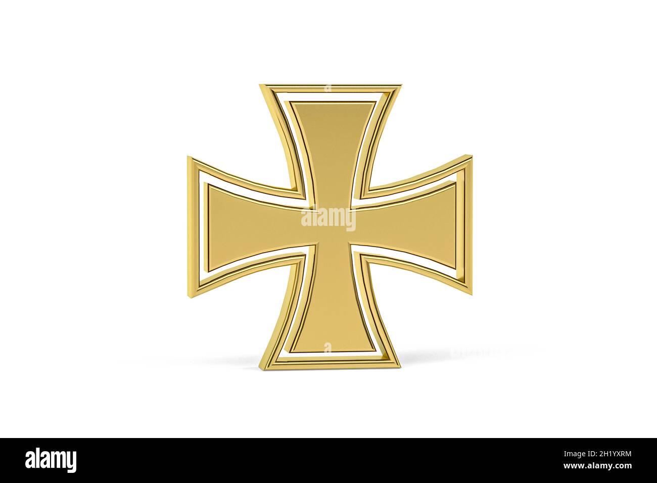 Golden 3d cross icon isolated on white background - 3d render Stock ...