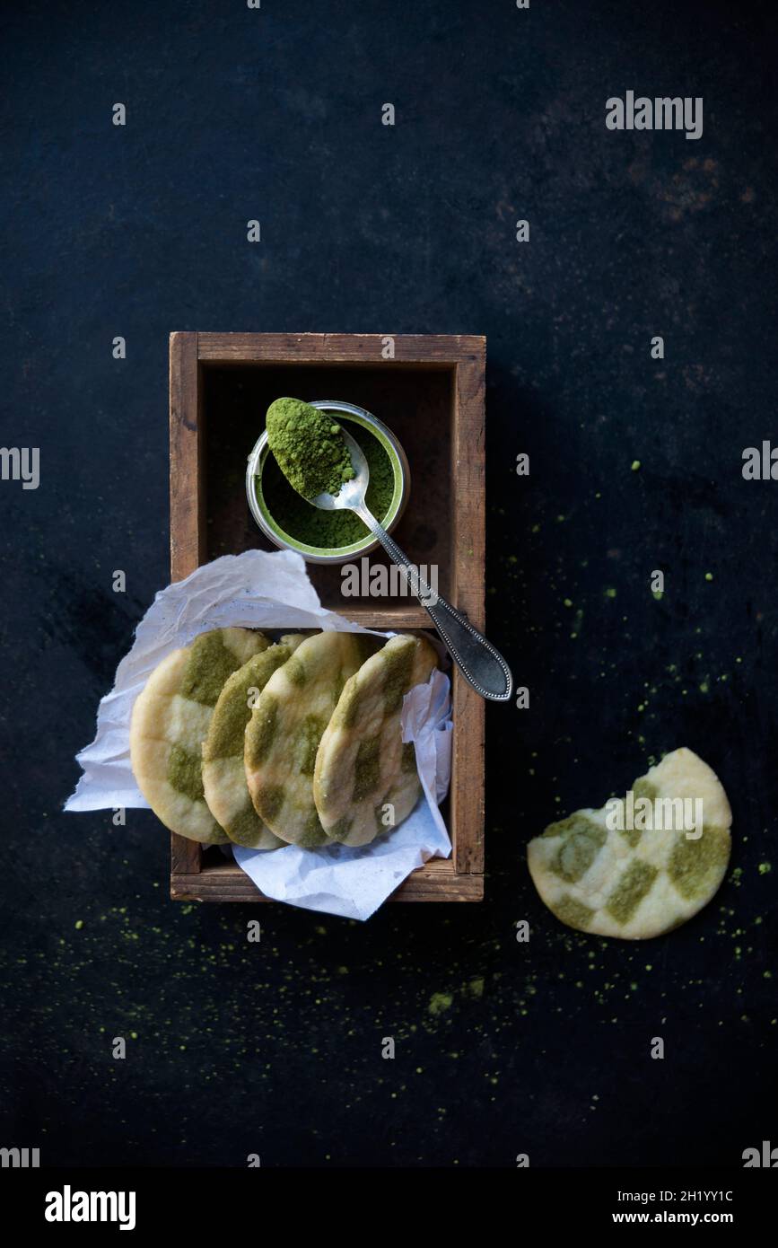 Vegan vanilla and matcha biscuits Stock Photo - Alamy