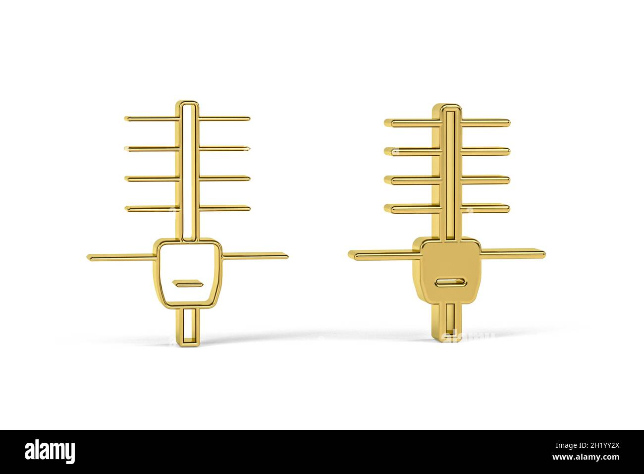 Golden 3d antenna icon isolated on white background - 3d render Stock ...
