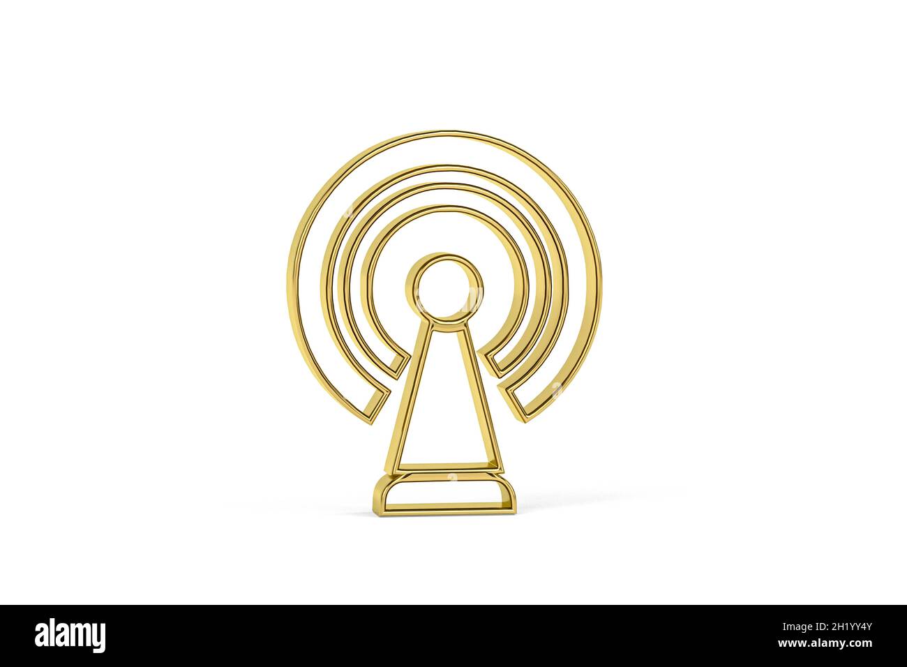 Golden 3d antenna icon isolated on white background - 3d render Stock ...