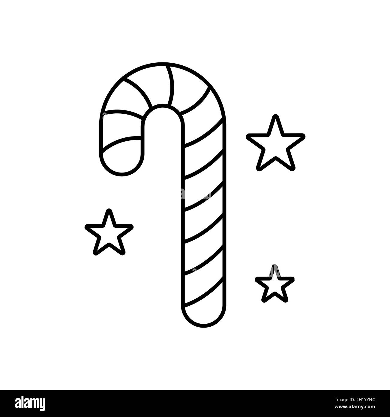 Caramel cane thin line icon. Christmas candy Vector illustration Stock ...