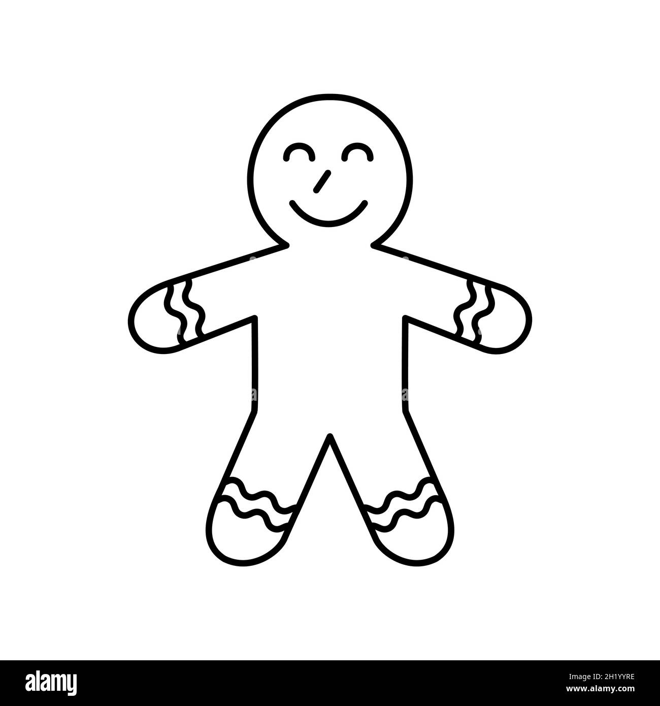Ginger bread man thin line icon. Christmas food attribute Vector ... Ginger bread man thin line icon. Christmas food attribute Vector ...