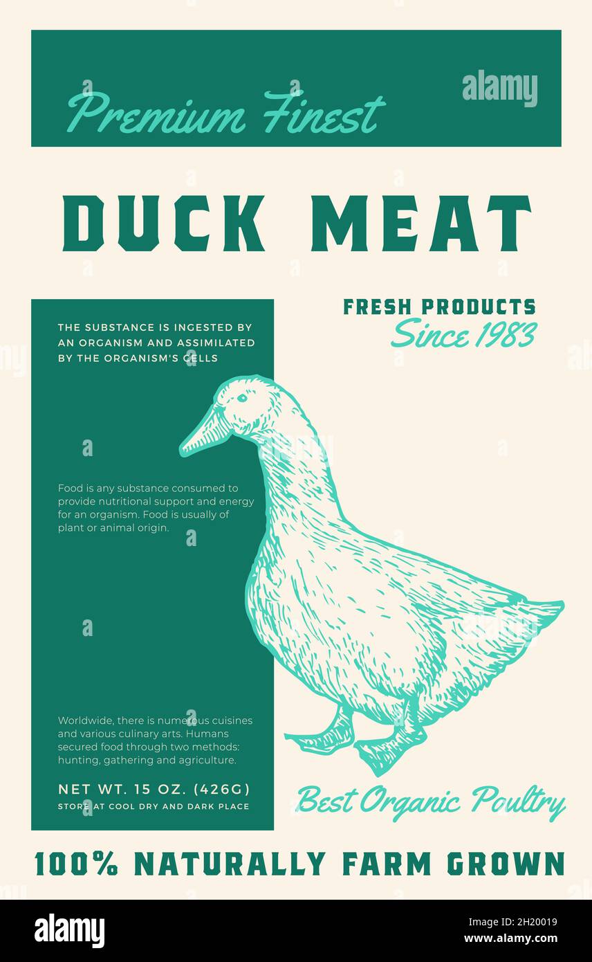 Premium Finest Duck Meat. Abstract Vector Poultry Meat Packaging ...