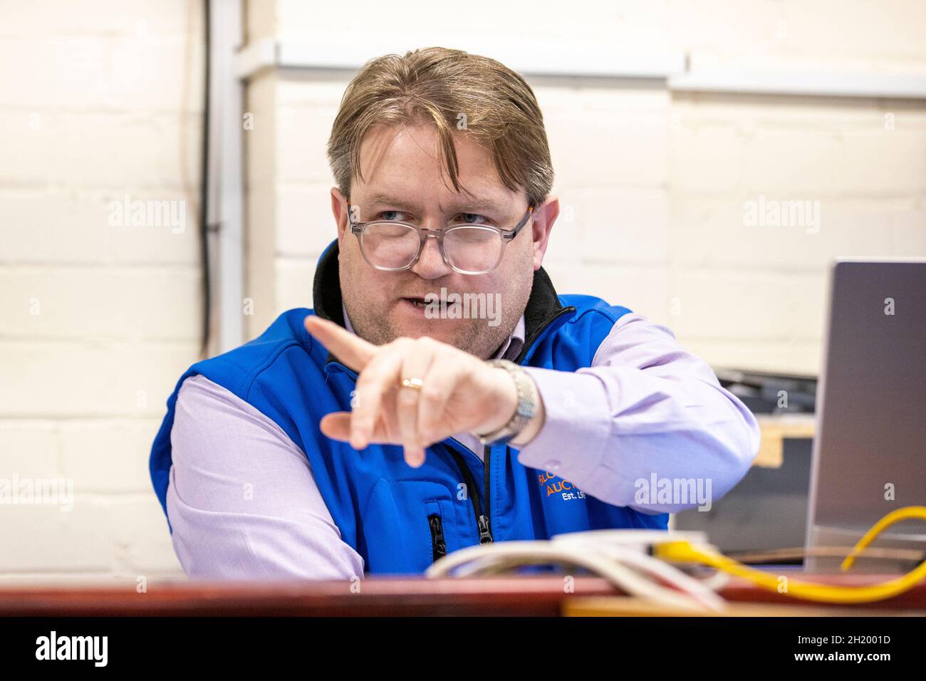 Auctioneer Karl Bennett of Bloomfield Auctions in east Belfast, during ...