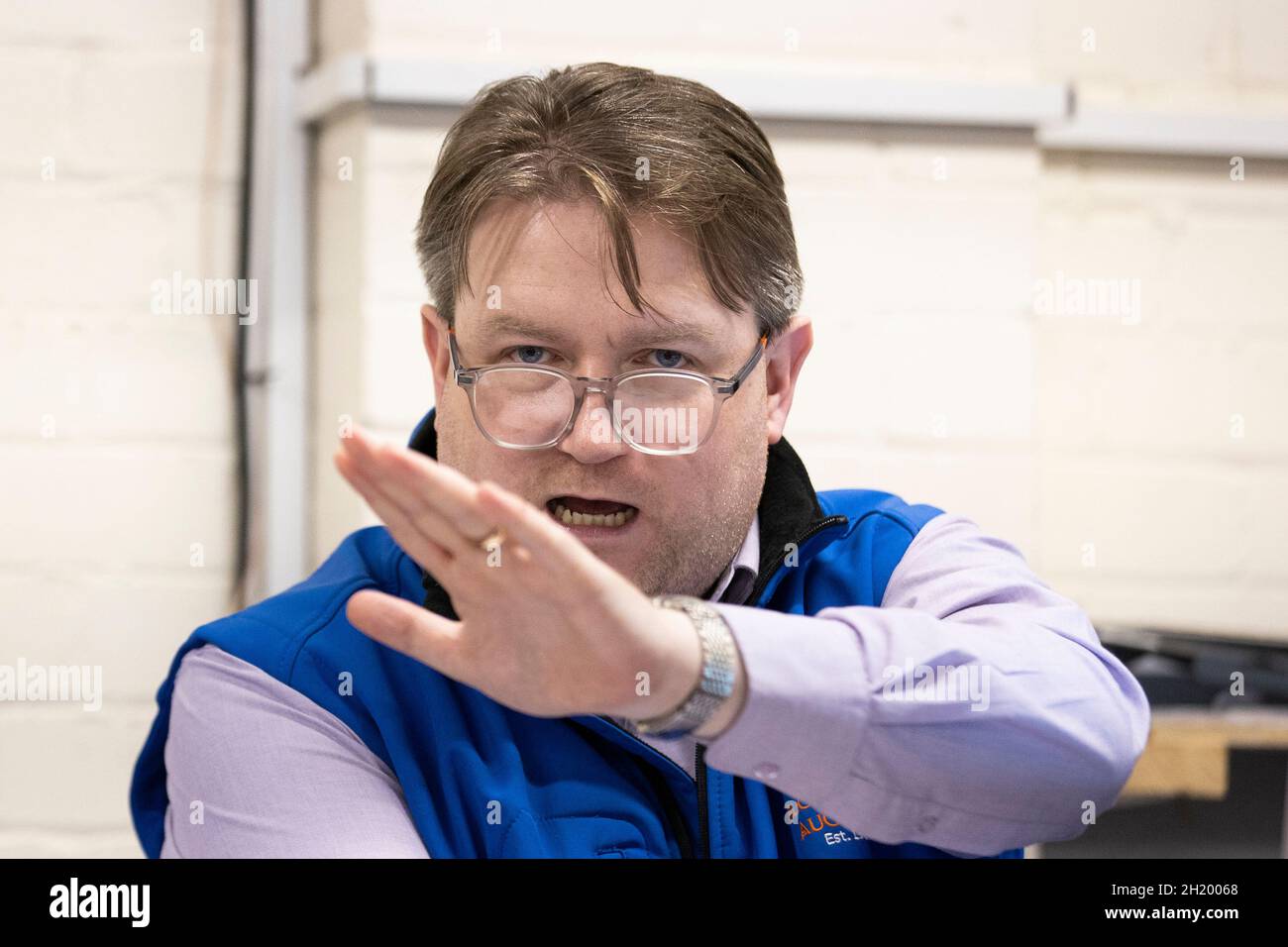 Auctioneer Karl Bennett of Bloomfield Auctions in east Belfast, during ...