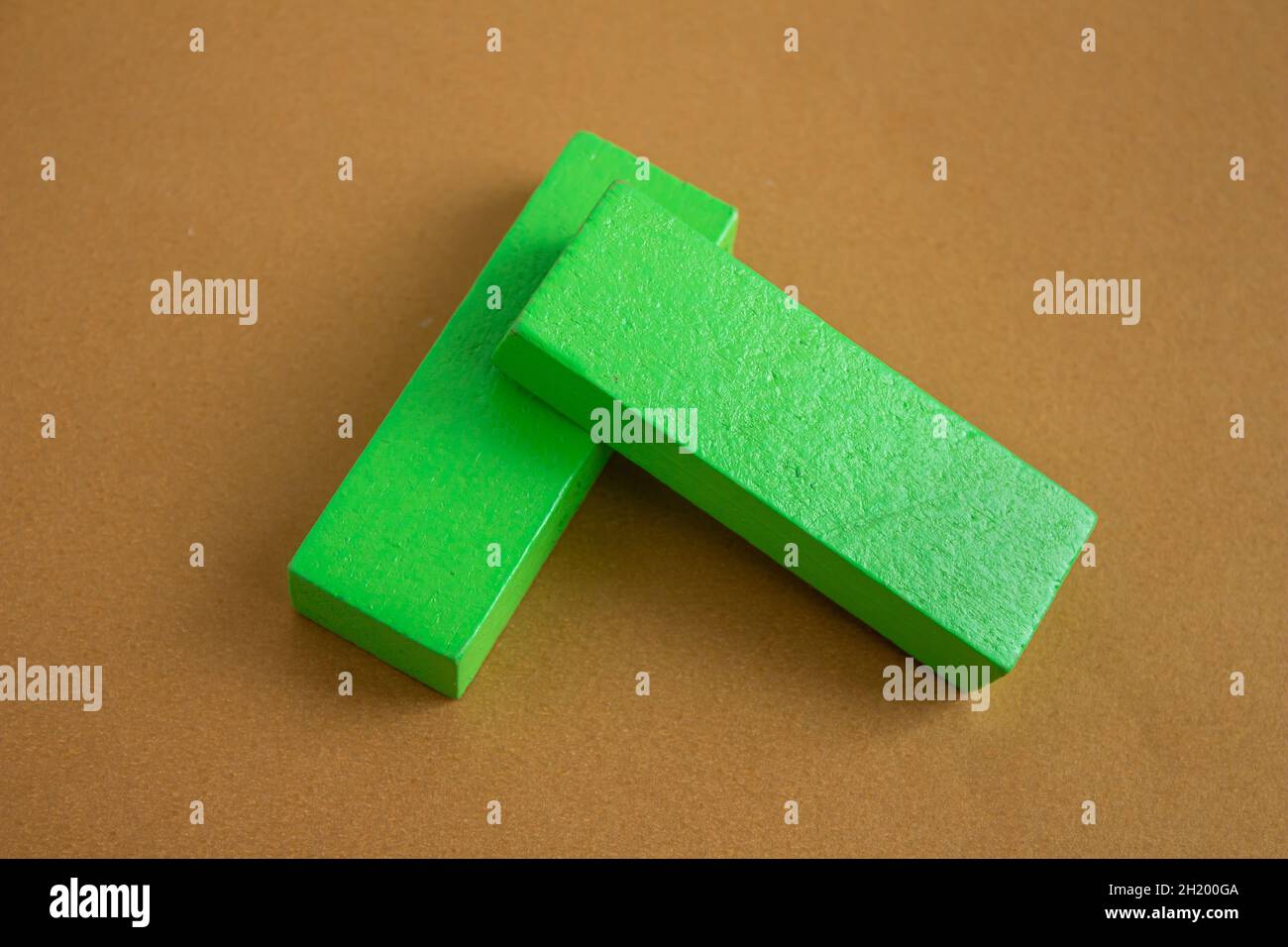 Green wooden blocks, top view of green wooden blocks isolated on ...