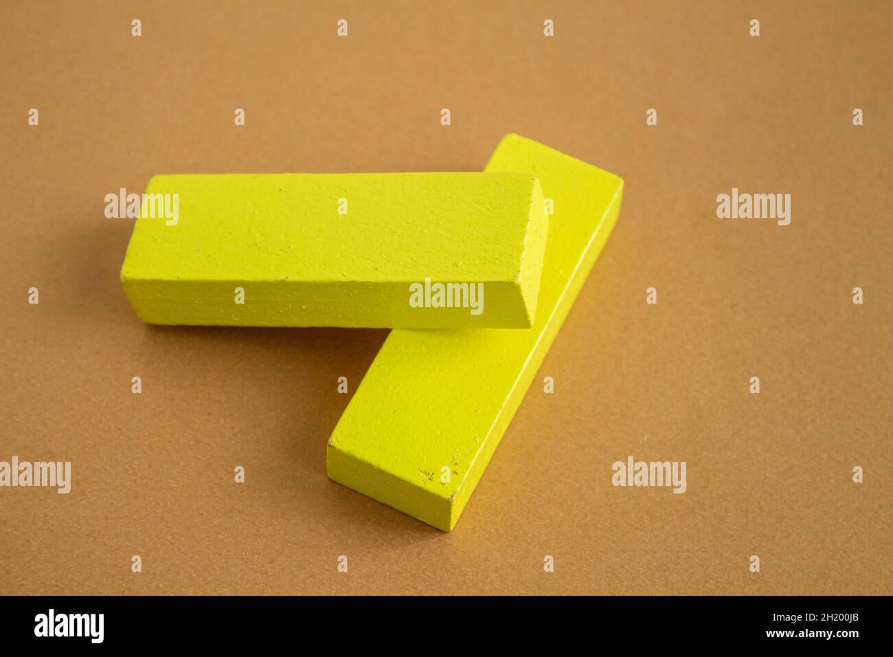 Yellow wooden blocks, top view of yellow wooden blocks isolated on ...