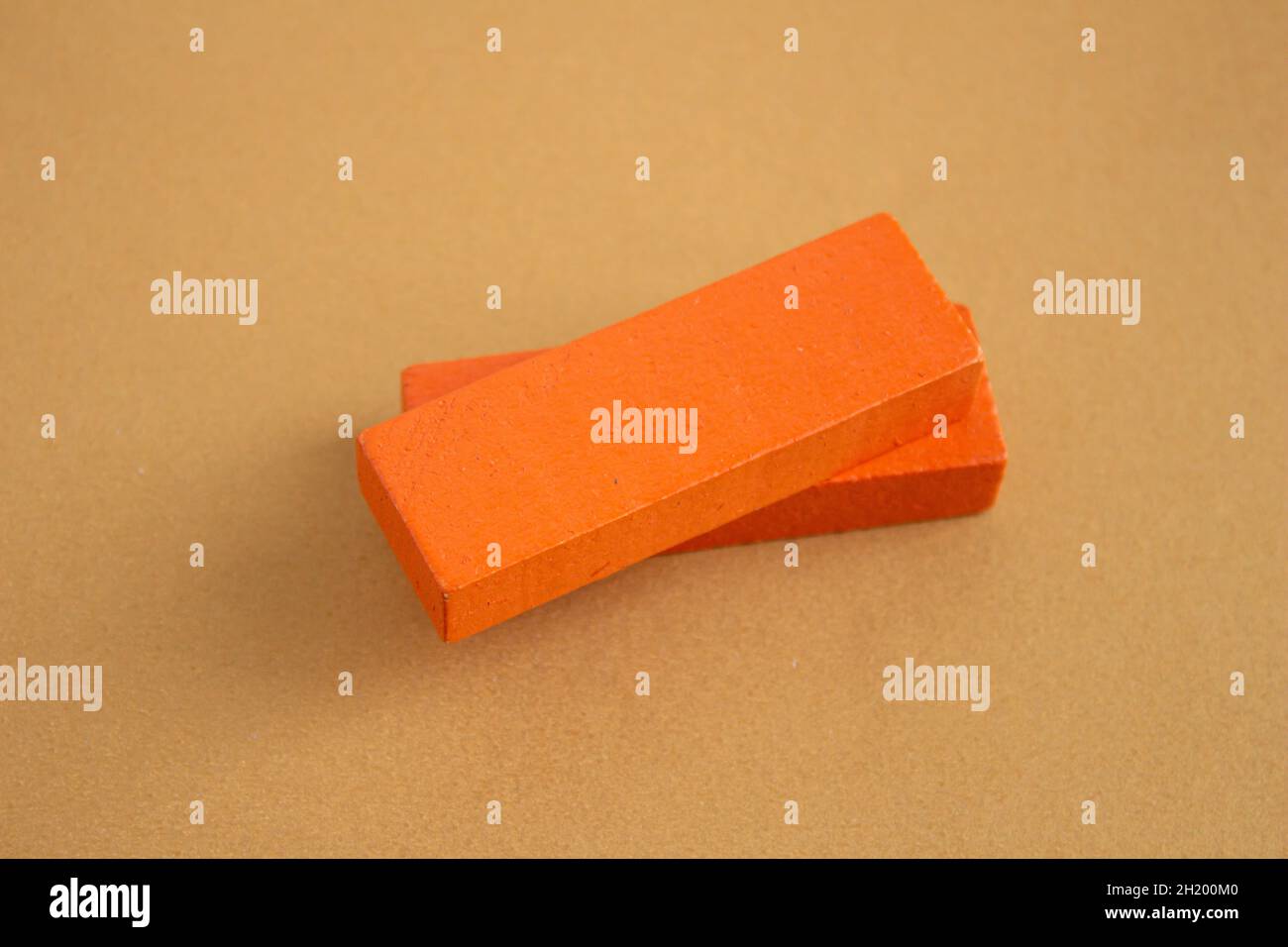 Orange wooden blocks, top view of orange wooden blocks isolated on ...
