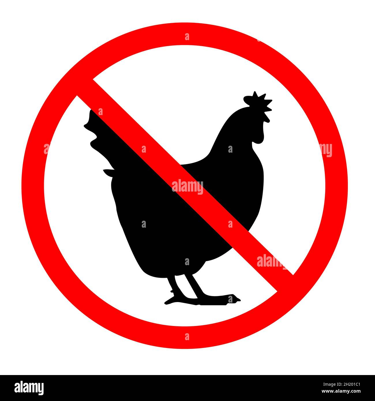 forbidden chicken sign. meat forbidden on white background. no chicken ...