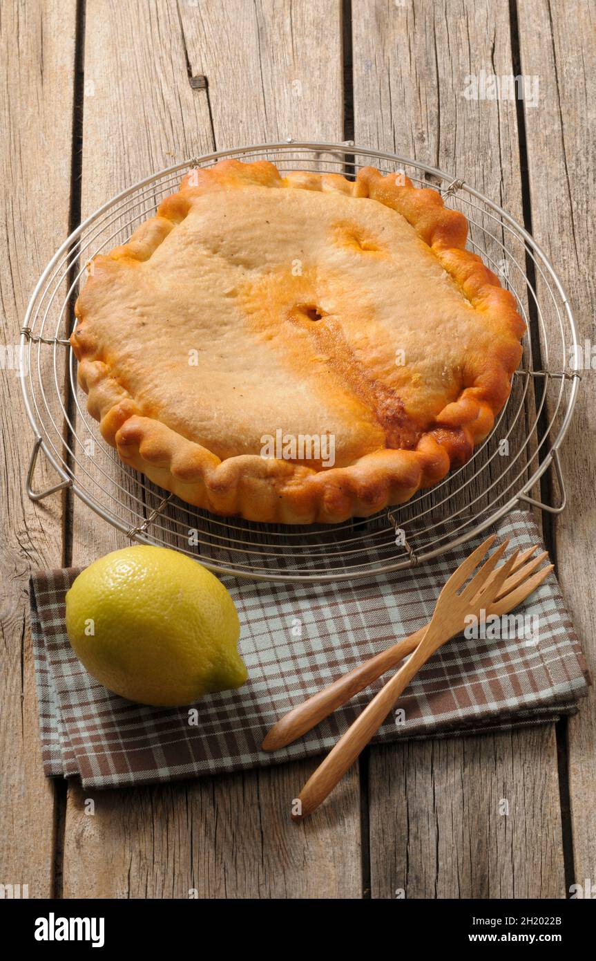 Fish pie on a cooling rack Stock Photo - Alamy