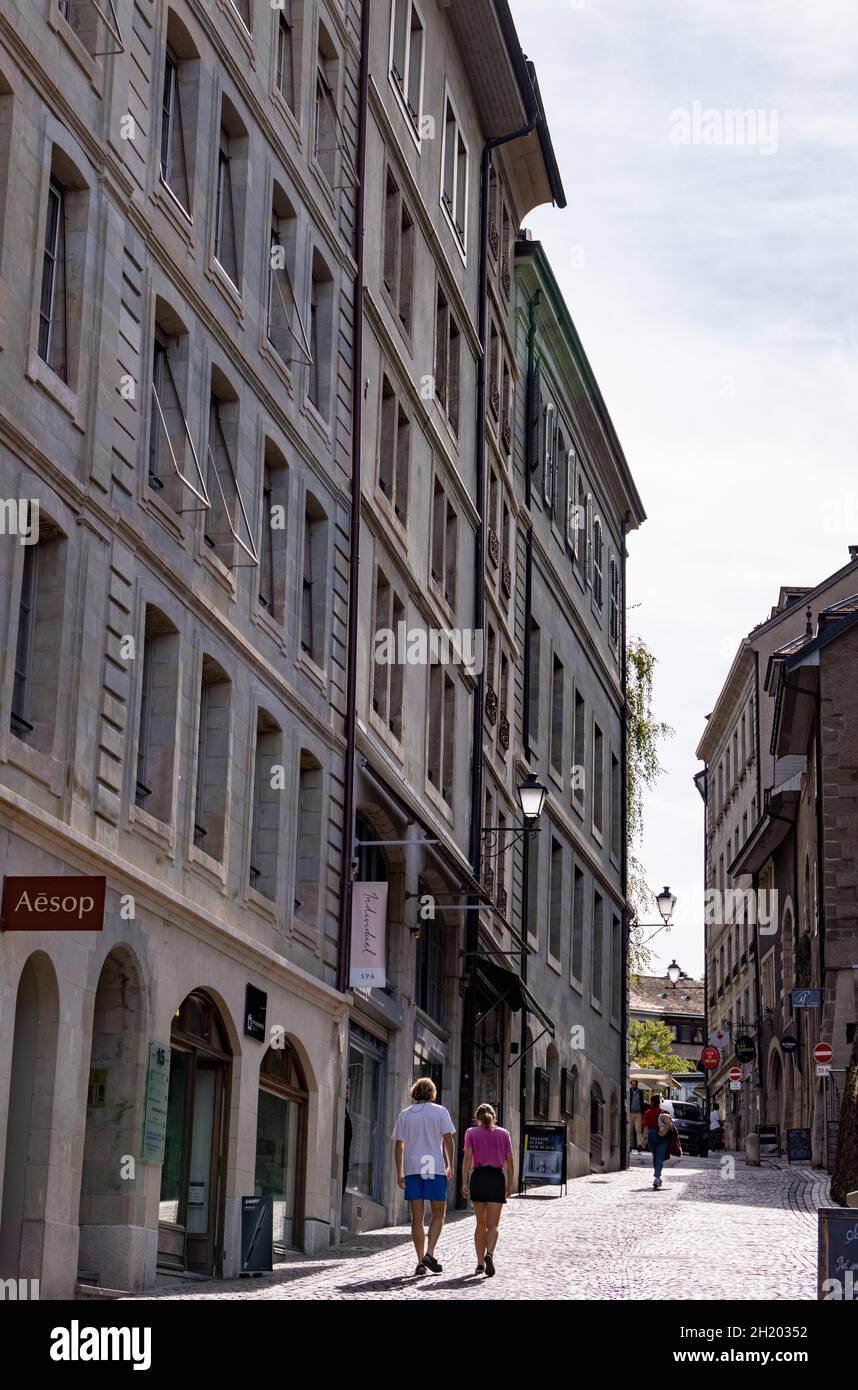 narrow streets of old town, Geneva, Switzerland Stock Photo - Alamy