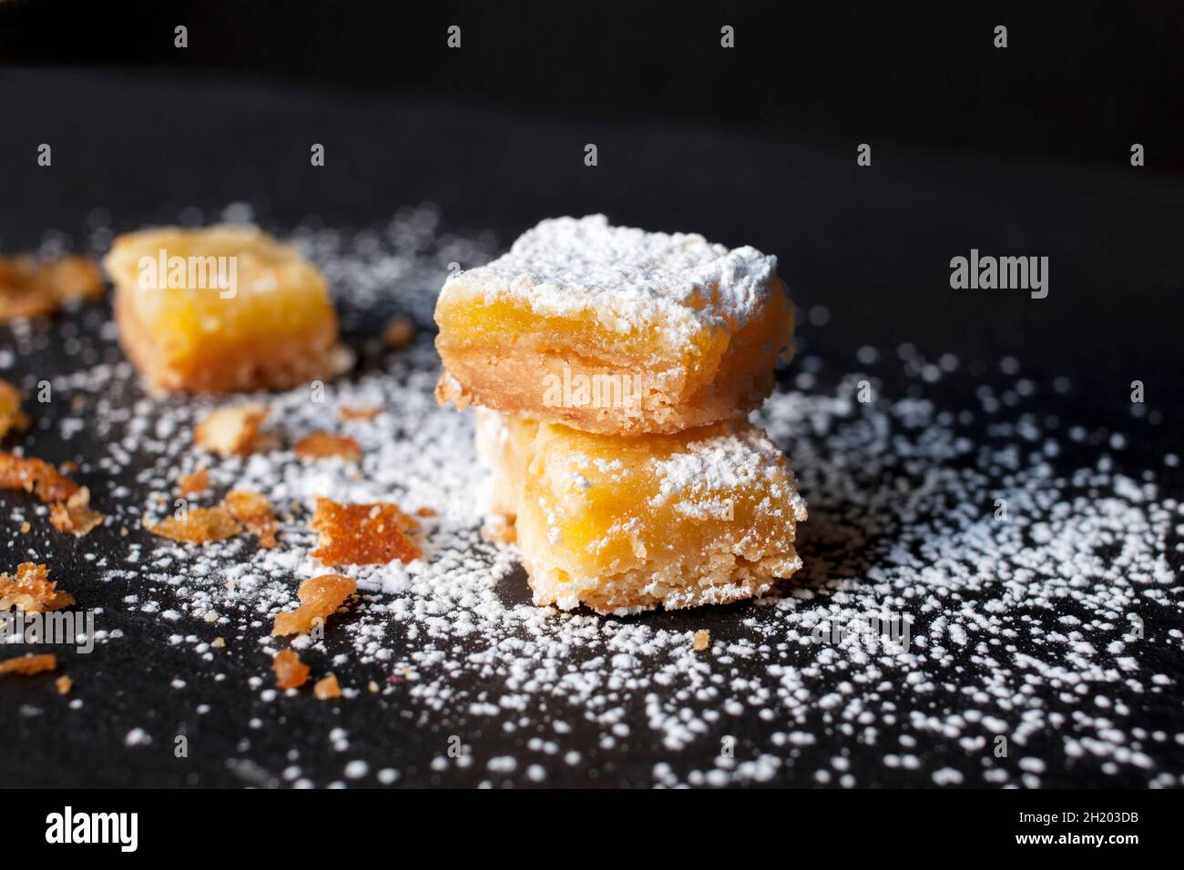 Stacked Lemon Bars Dusted with Icing Sugar Stock Photo - Alamy
