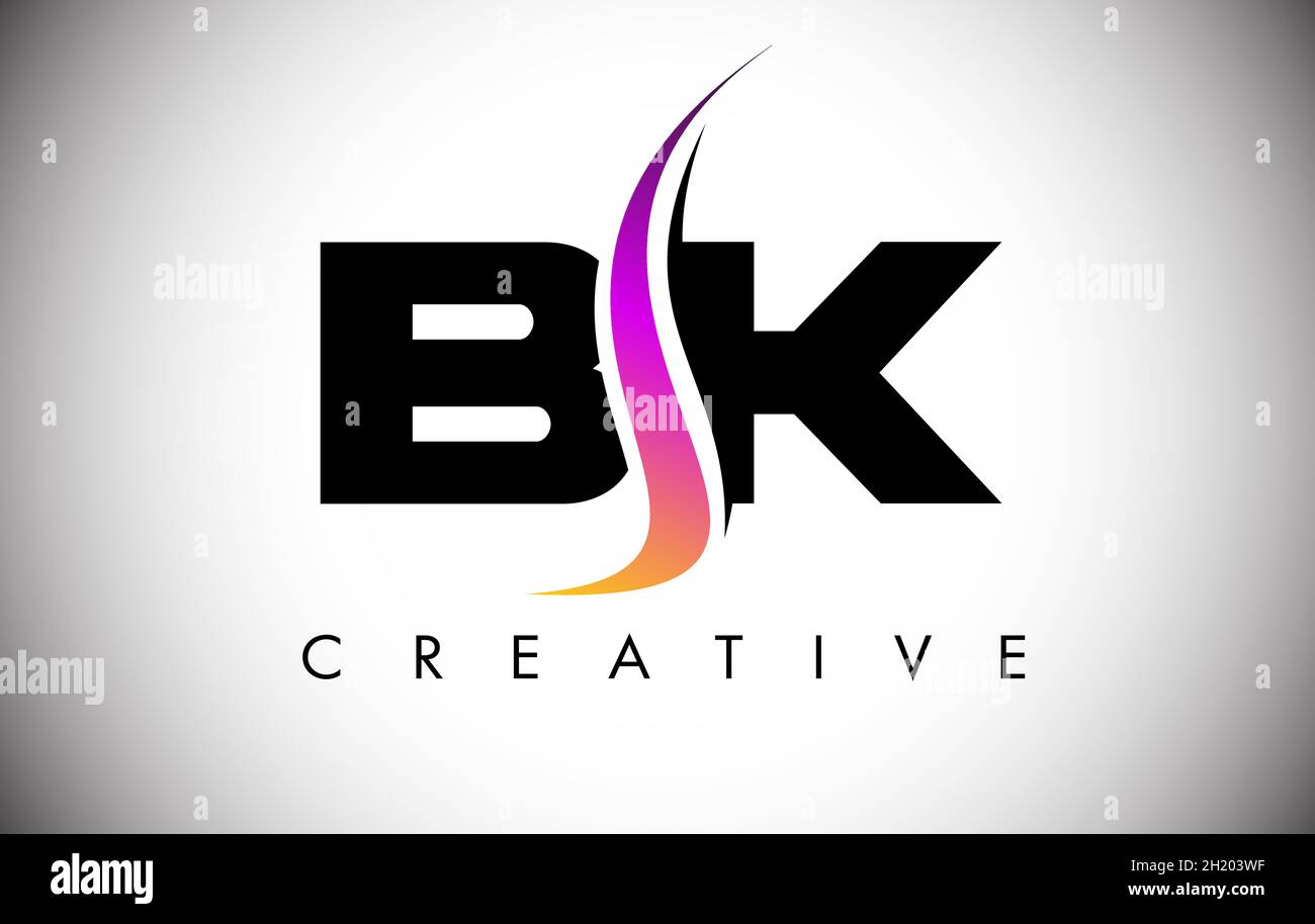 BK Letter Logo Design with Creative Shoosh and Modern Look Vector ...