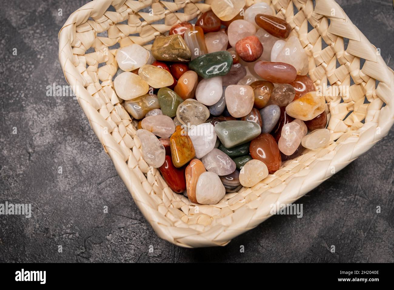 Different shapes sea rock pebbles. Colorful rocks Stock Photo - Alamy