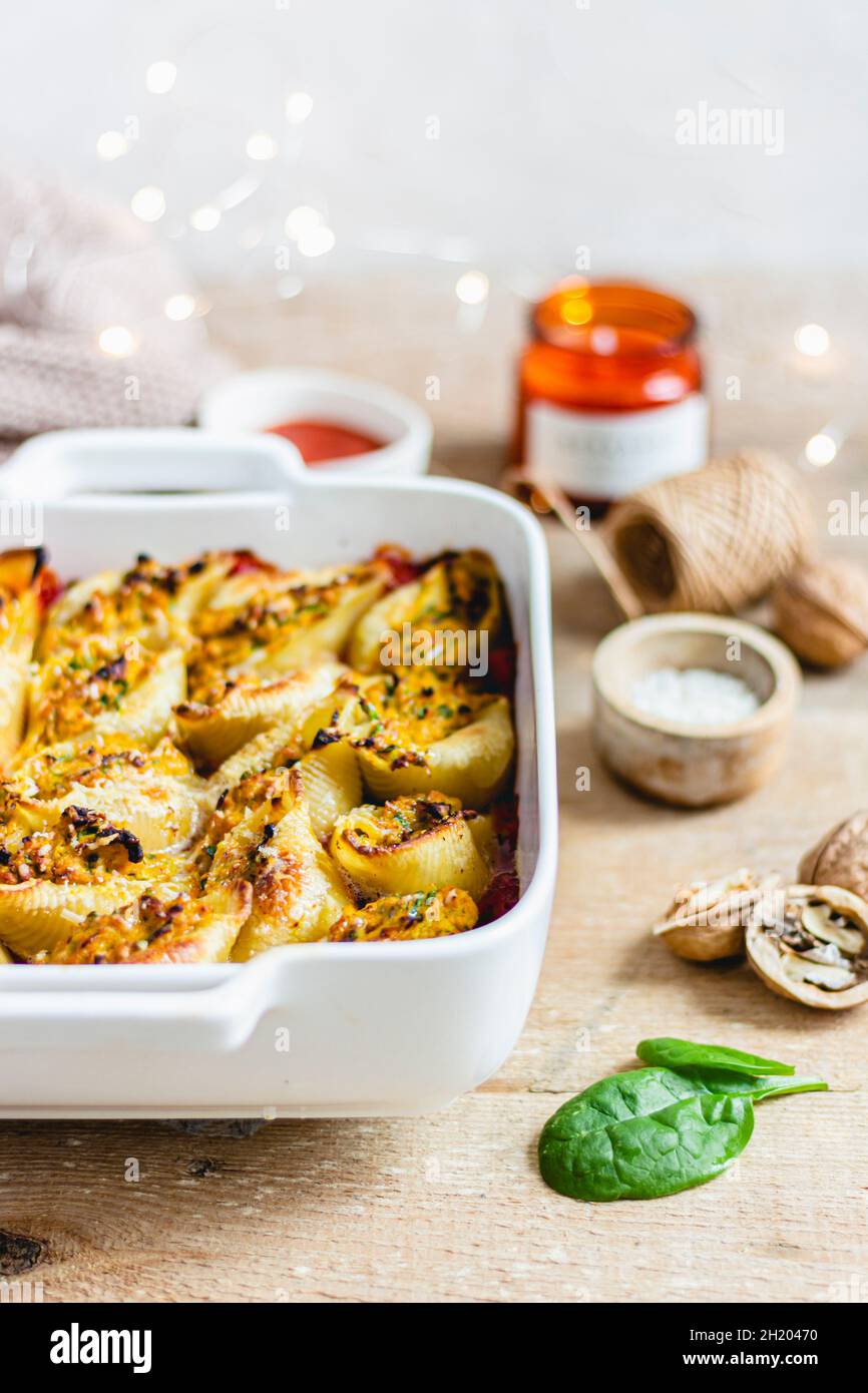 Baked Pasta Shells Stock Photo - Alamy