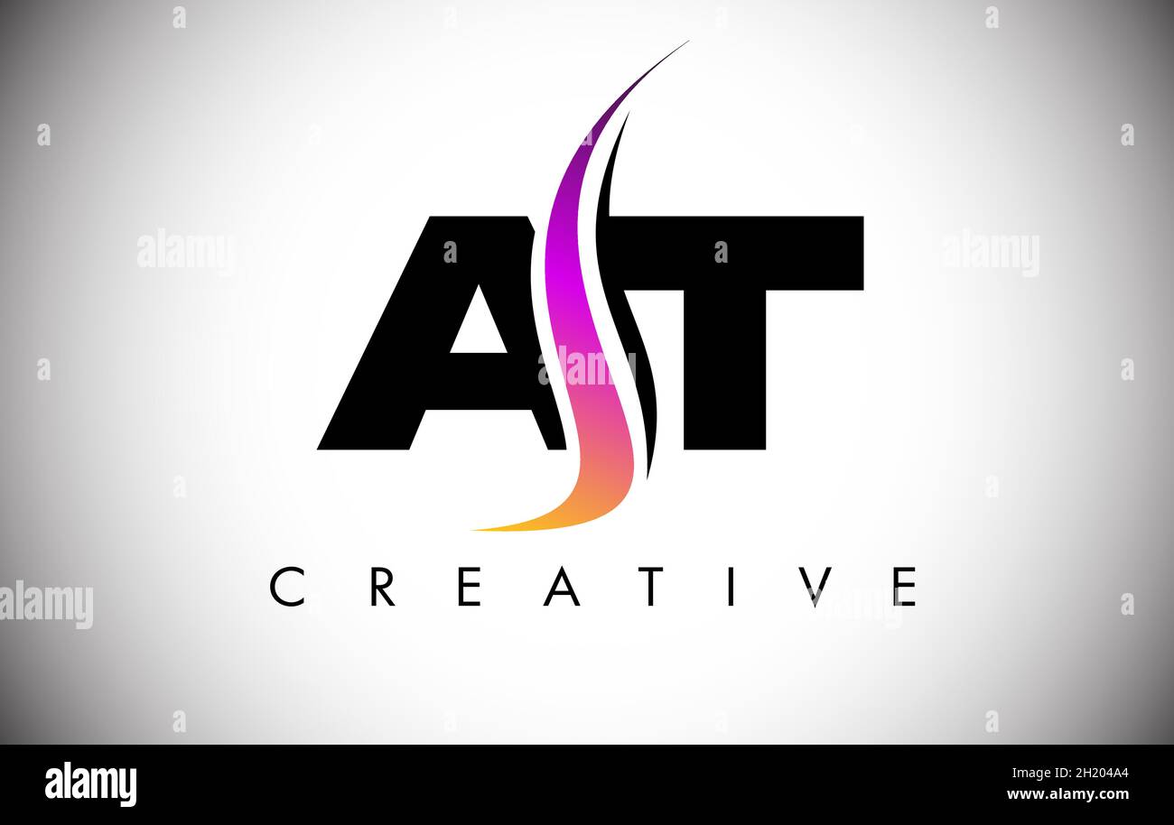 AT Letter Logo Design with Creative Shoosh and Modern Look Vector ...