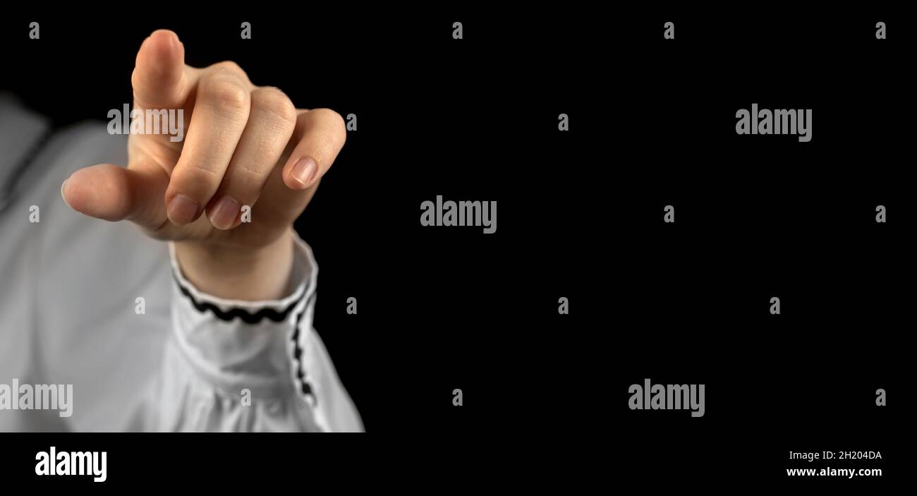 Pointing of index finger hand diretion gesture sign and showing touch ...