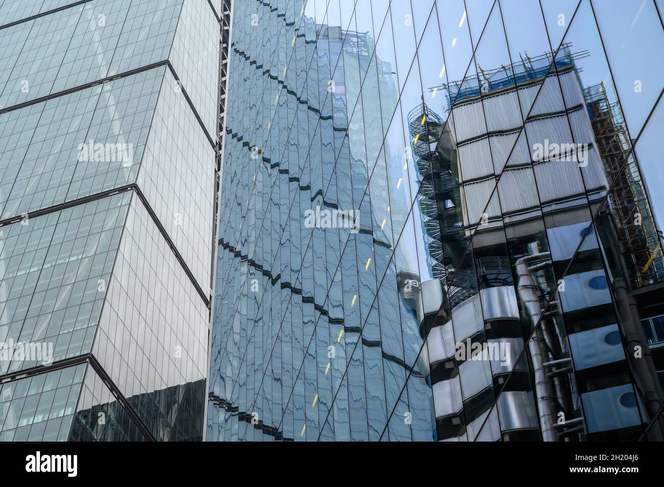 Lloyd's of London building reflected in the glass facade of The Scalpel ...
