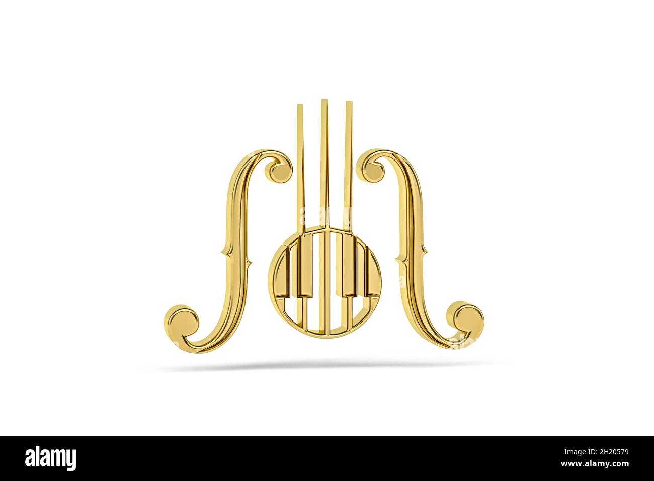 Golden 3d classical music icon isolated on white background - 3d render ...