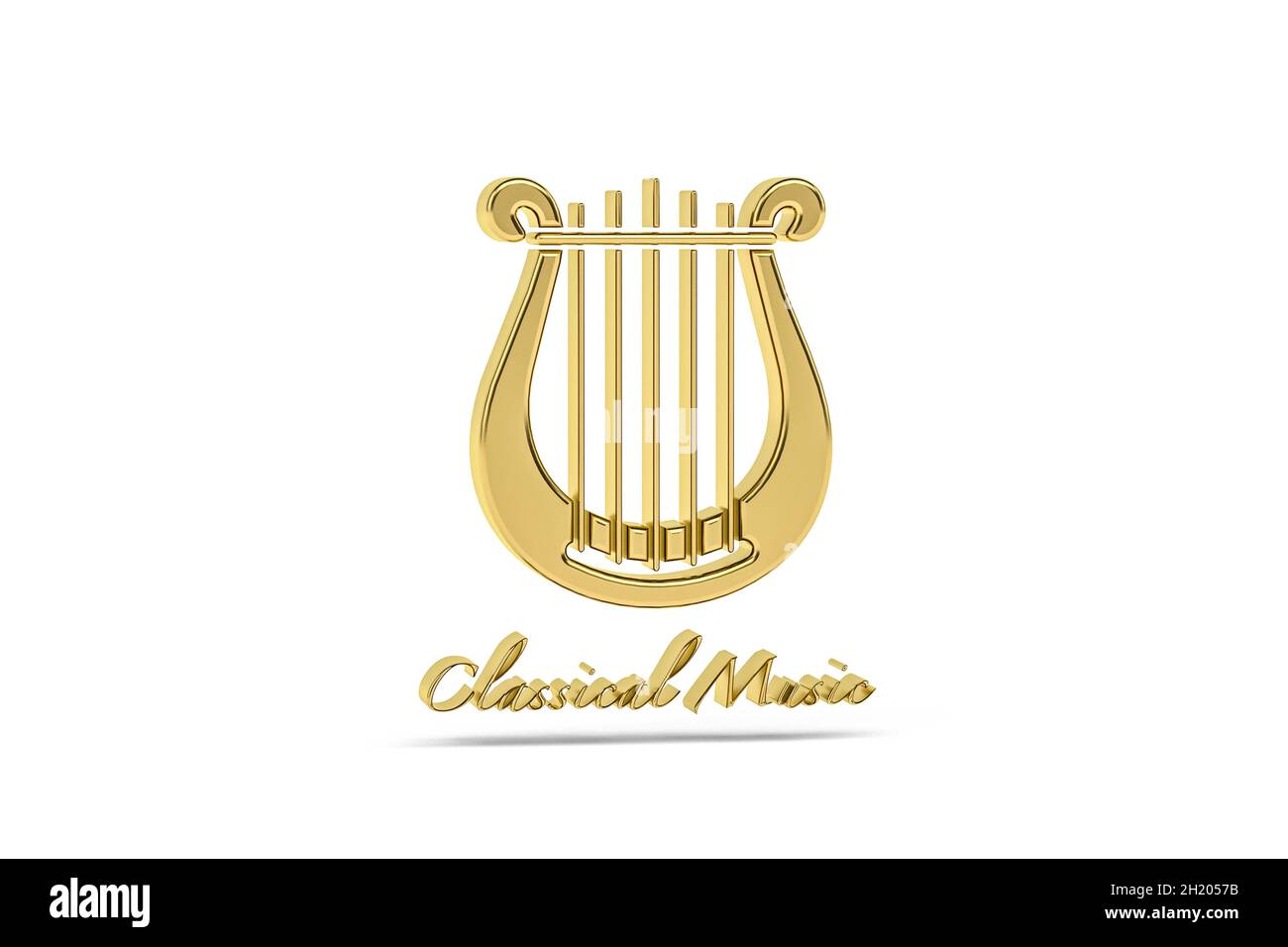 Golden 3d classical music icon isolated on white background - 3d render ...