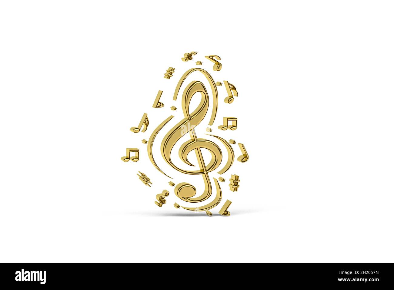 Golden 3d classical music icon isolated on white background - 3d render ...