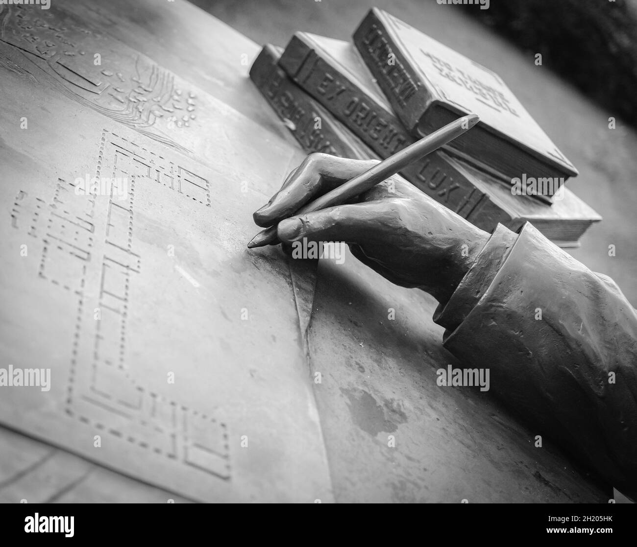 5th September 2021, Tomsk, Russia, monument of Mendeleev by TGU, part ...