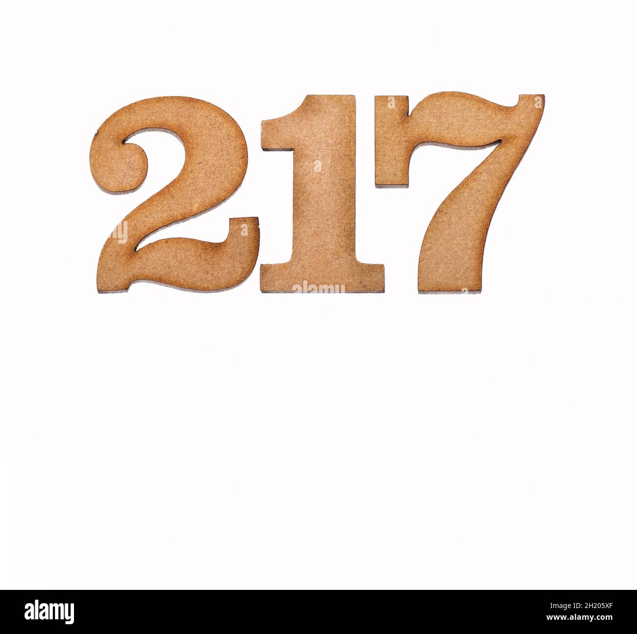 Number 217 - Piece of wood isolated on white background Stock Photo - Alamy