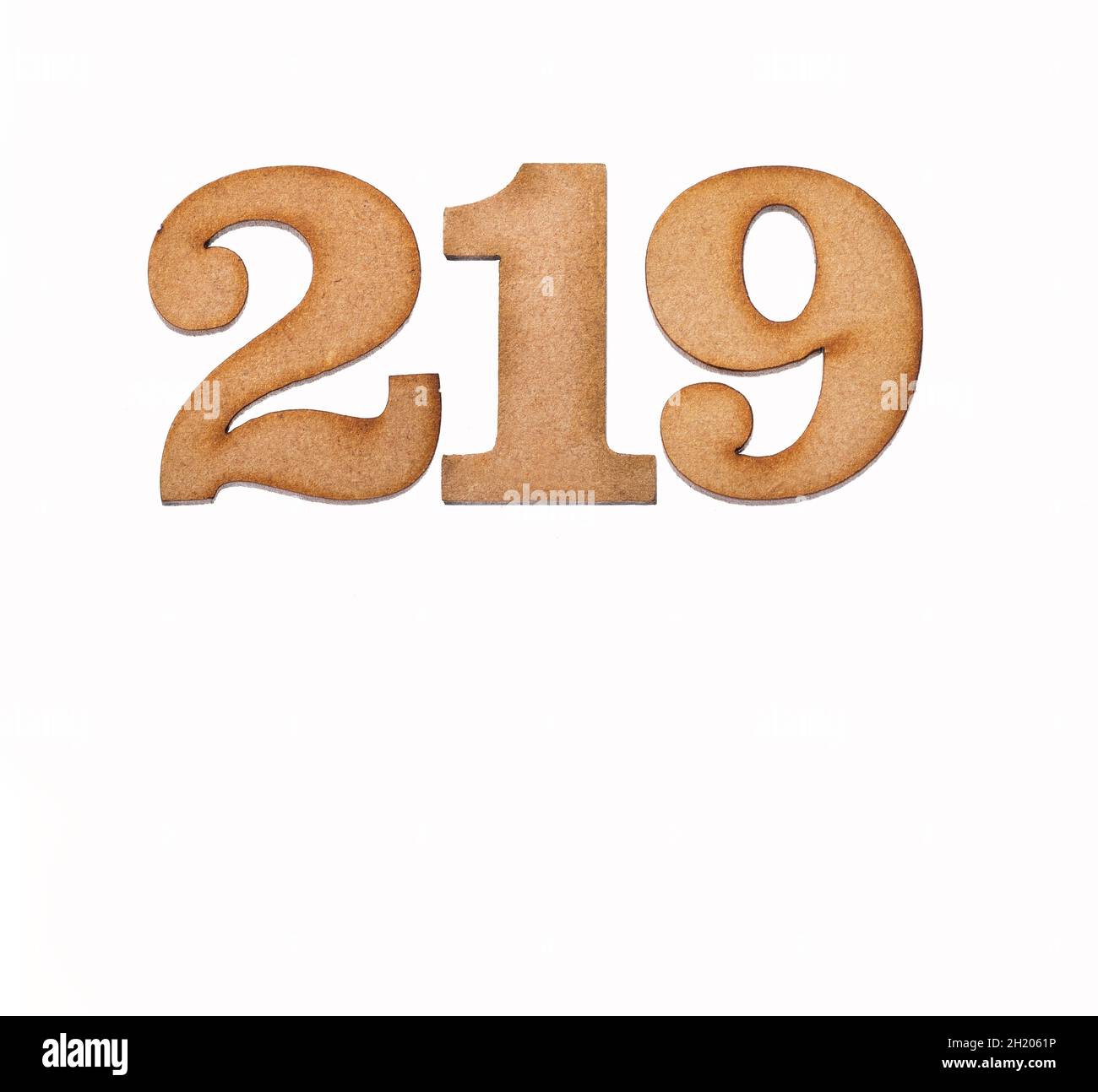 Number 219 - Piece of wood isolated on white background Stock Photo - Alamy