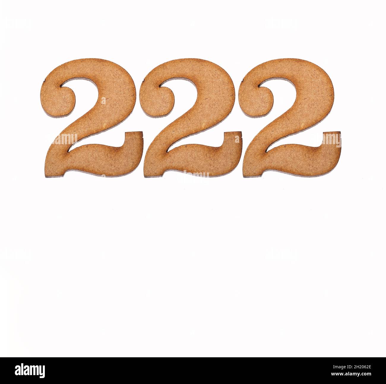 Number 222 in wood, isolated on white background Stock Photo - Alamy