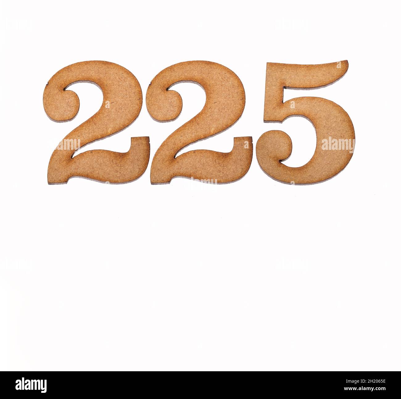 Number 225 - Piece of wood isolated on white background Stock Photo - Alamy