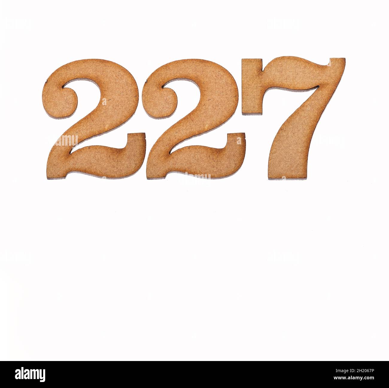 Number 227 - Piece of wood isolated on white background Stock Photo - Alamy
