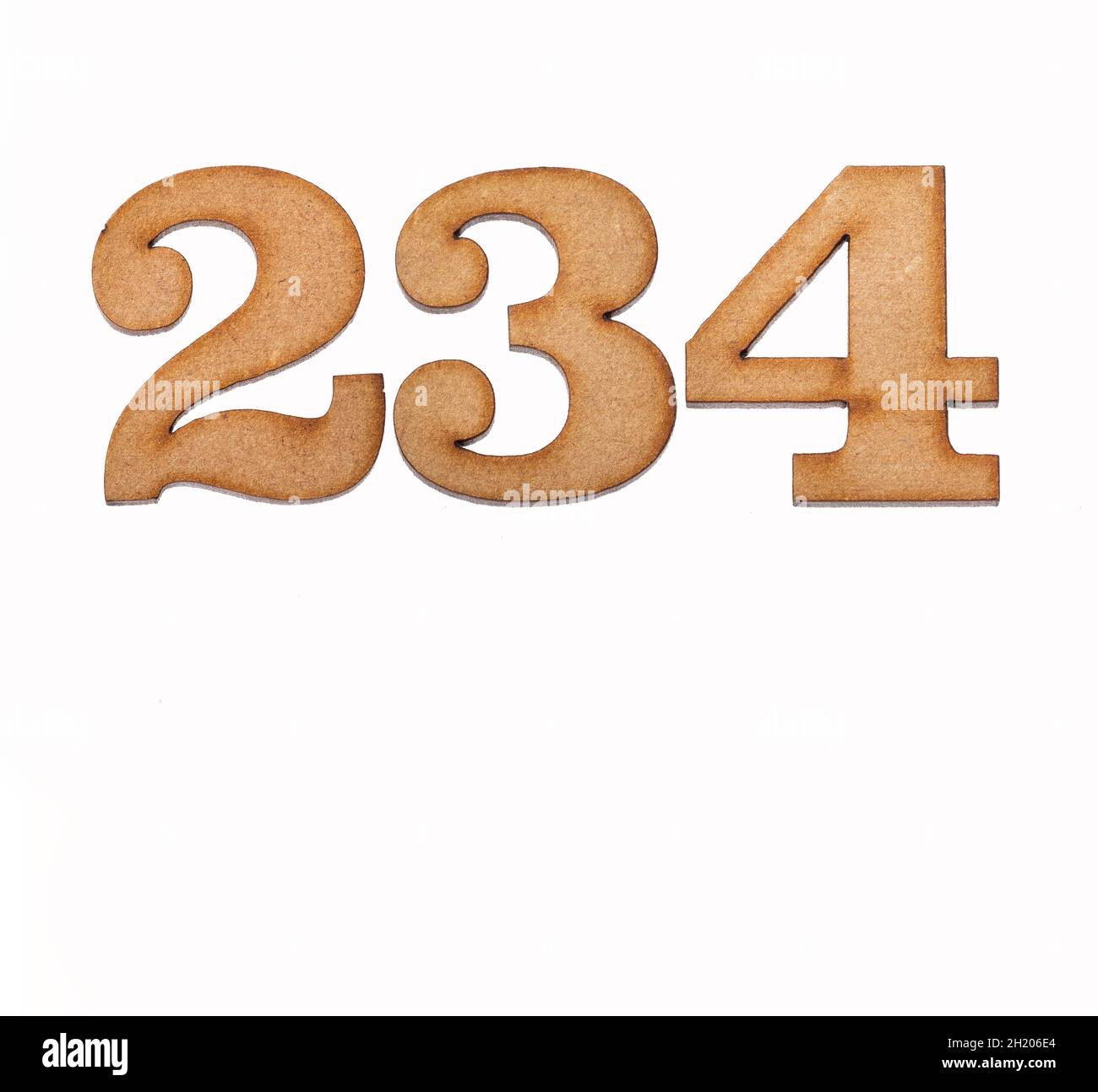 Number 234 in wood, isolated on white background Stock Photo - Alamy
