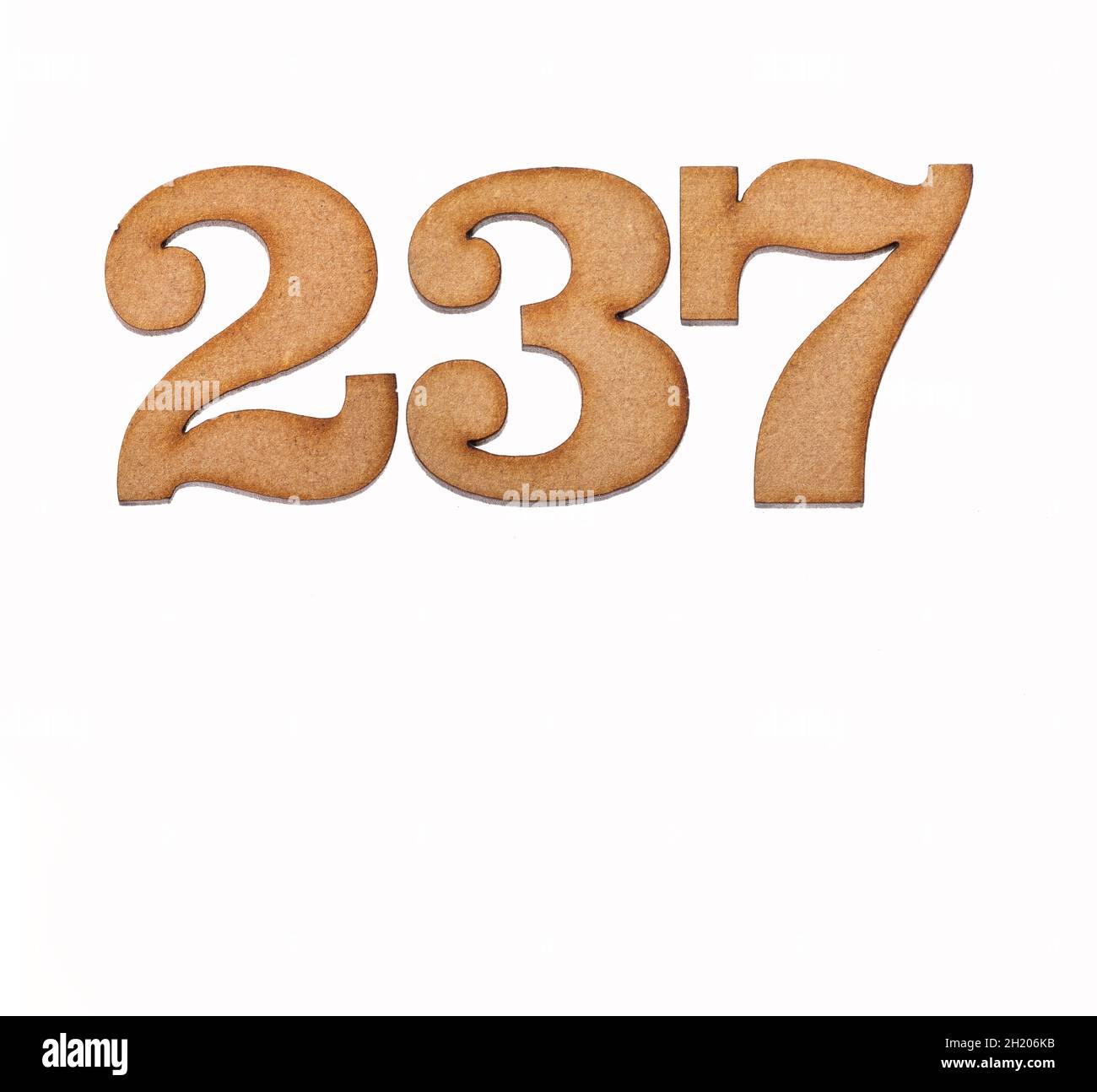 Number 237 - Piece of wood isolated on white background Stock Photo - Alamy