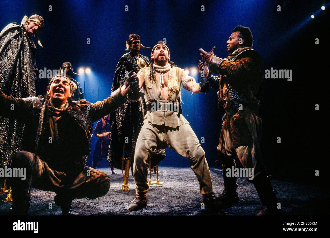 front, l-r: Malcolm Storry (Bajazeth), Geoffrey Freshwater (Techelles ...