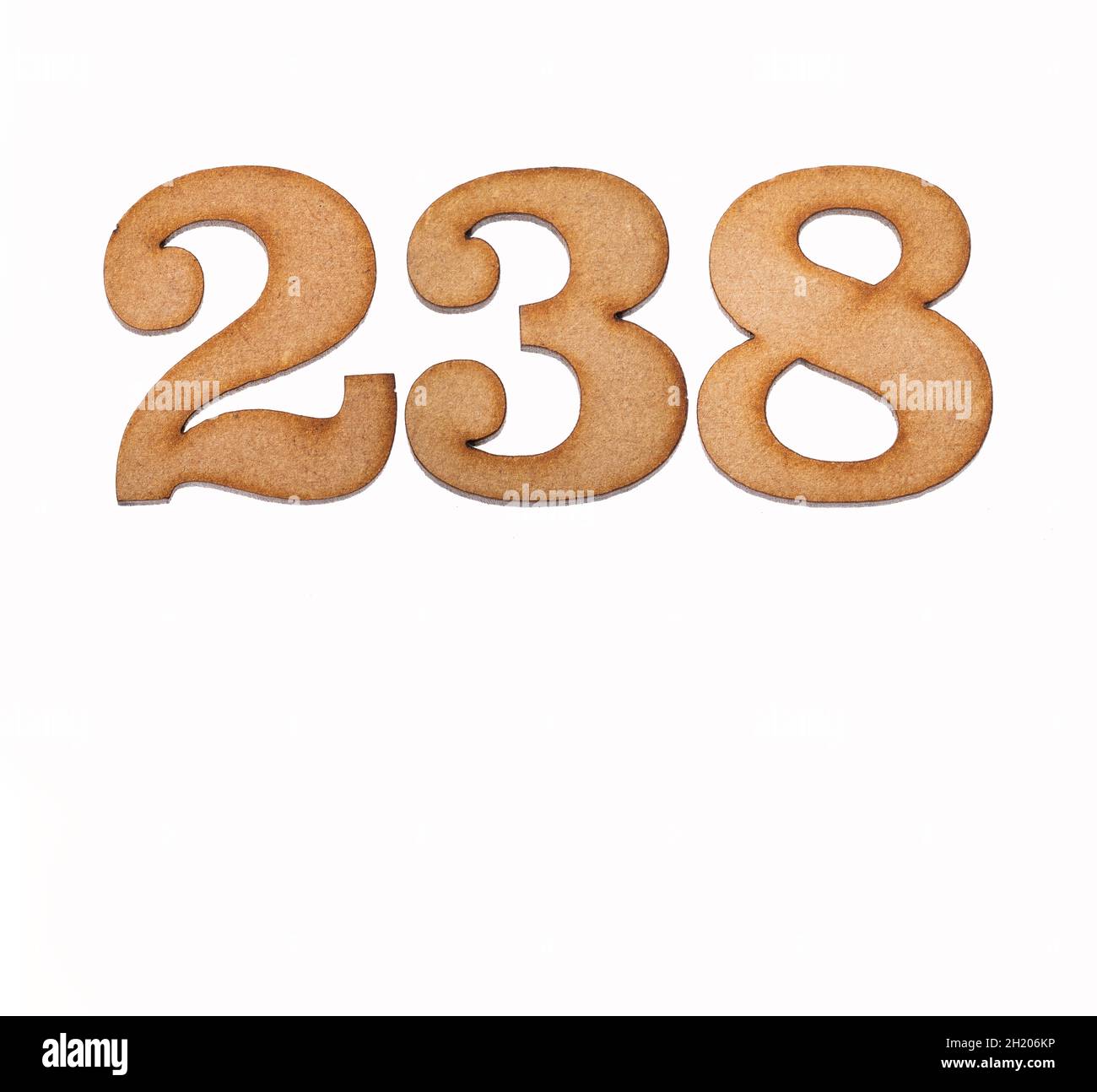 Number 238 in wood, isolated on white background Stock Photo - Alamy