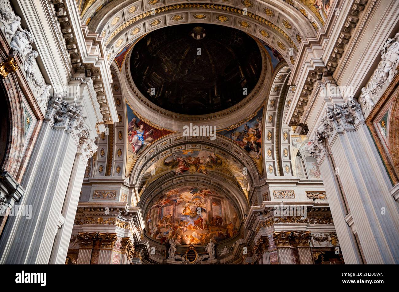 Chiesa di San Ignazio in Rome with a frescoed ceiling, fluted ...