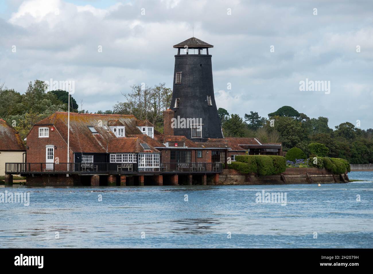 view of old historic mill at Langstone Harbour Hampshire England Stock ...
