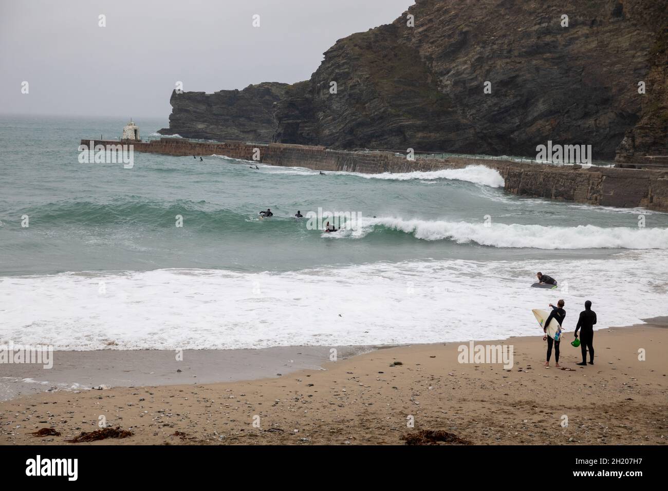 Portreath,Cornwall,19th October 2021,Surfers made the most of the waves ...
