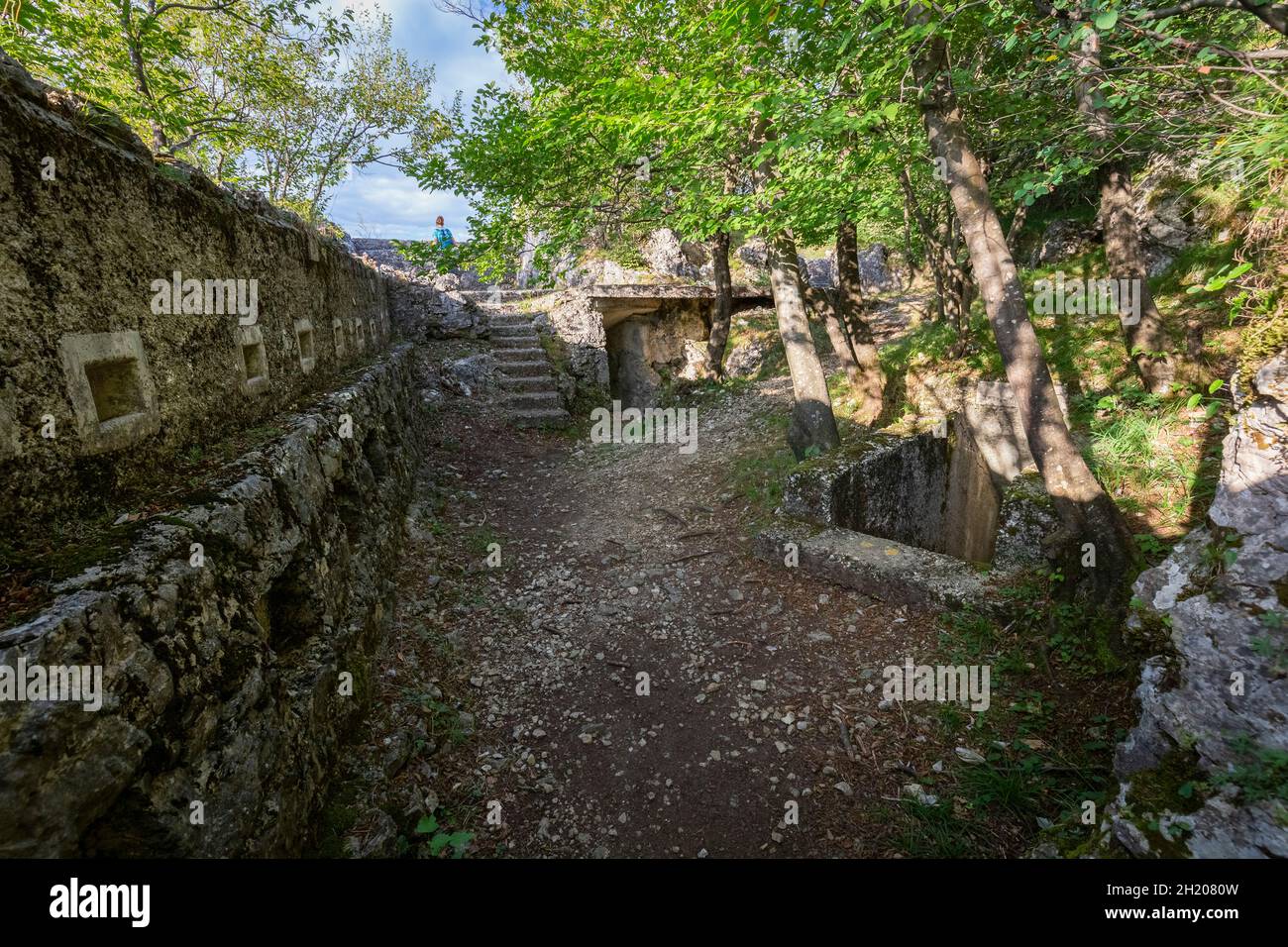 View of the bunkers and artillery positions inside Monte Orsa and Monte ...