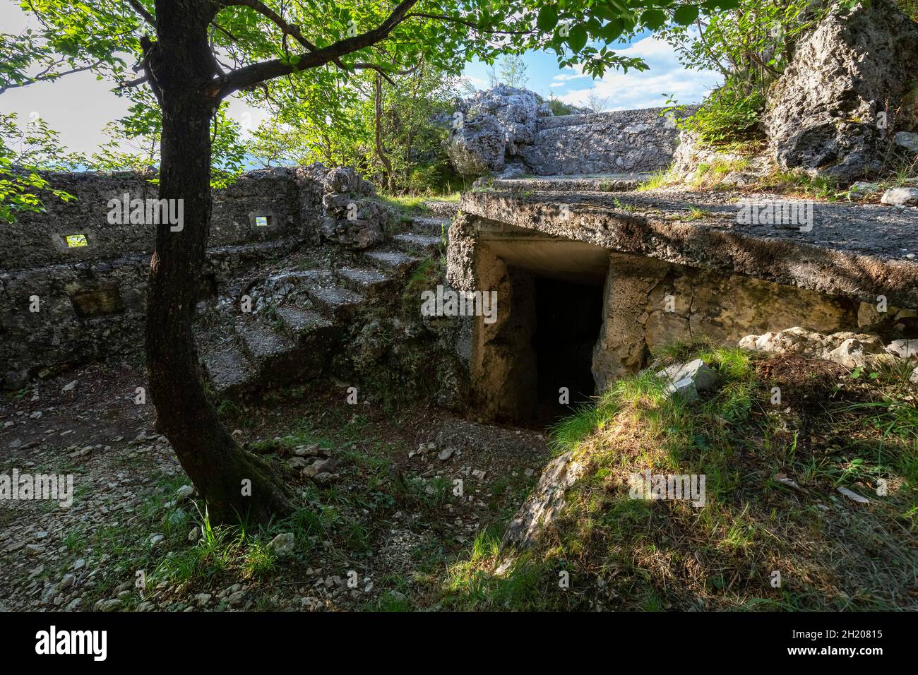 View of the bunkers and artillery positions inside Monte Orsa and Monte ...