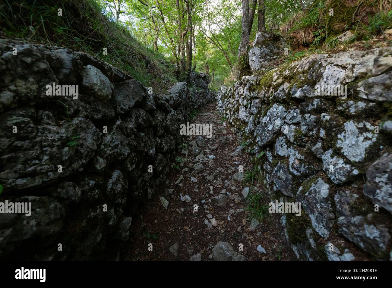 View of the bunkers and artillery positions inside Monte Orsa and Monte ...
